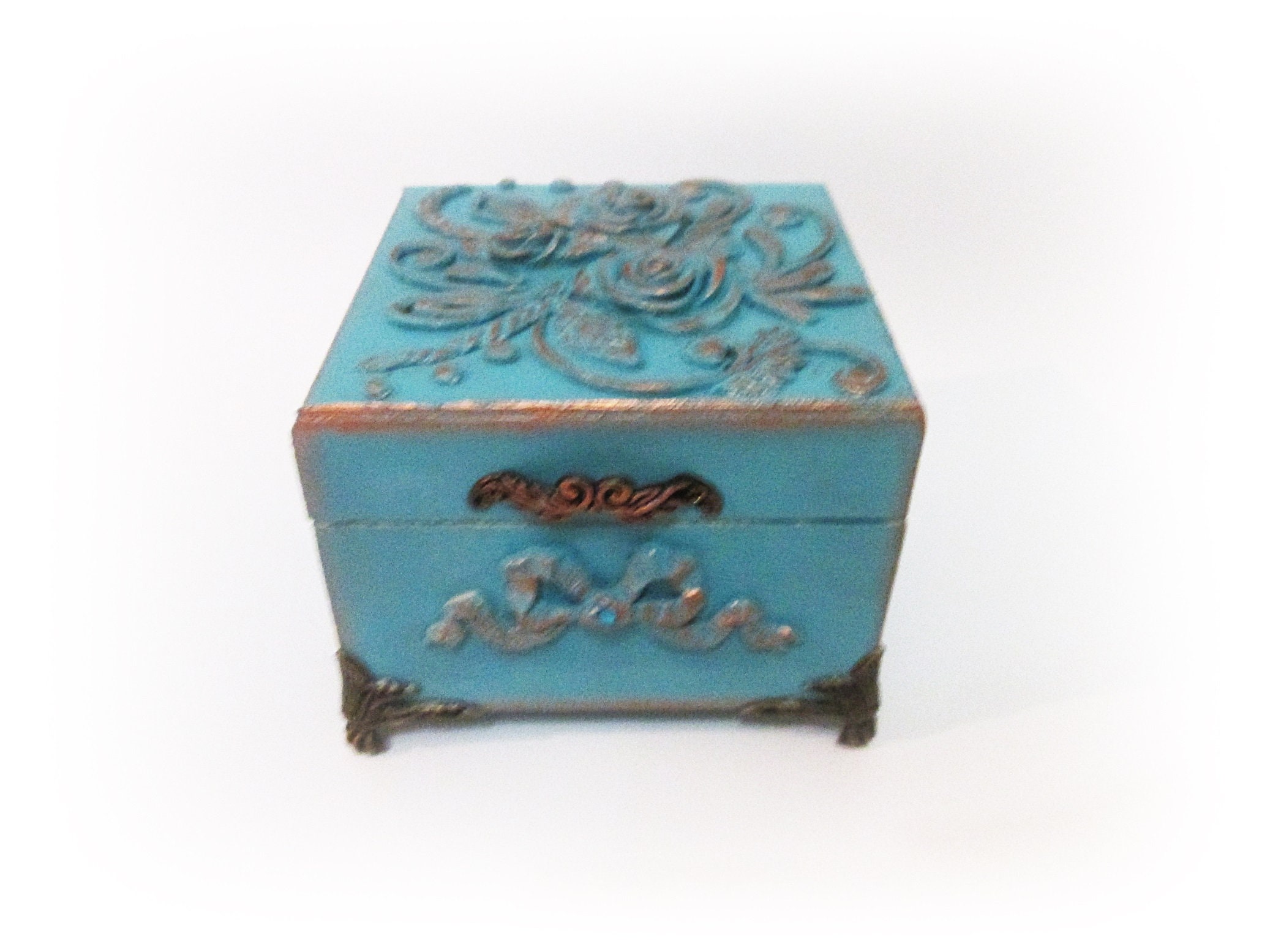 Turquoise Jewelry Box Ring Box Proposal Box Gift for | Etsy