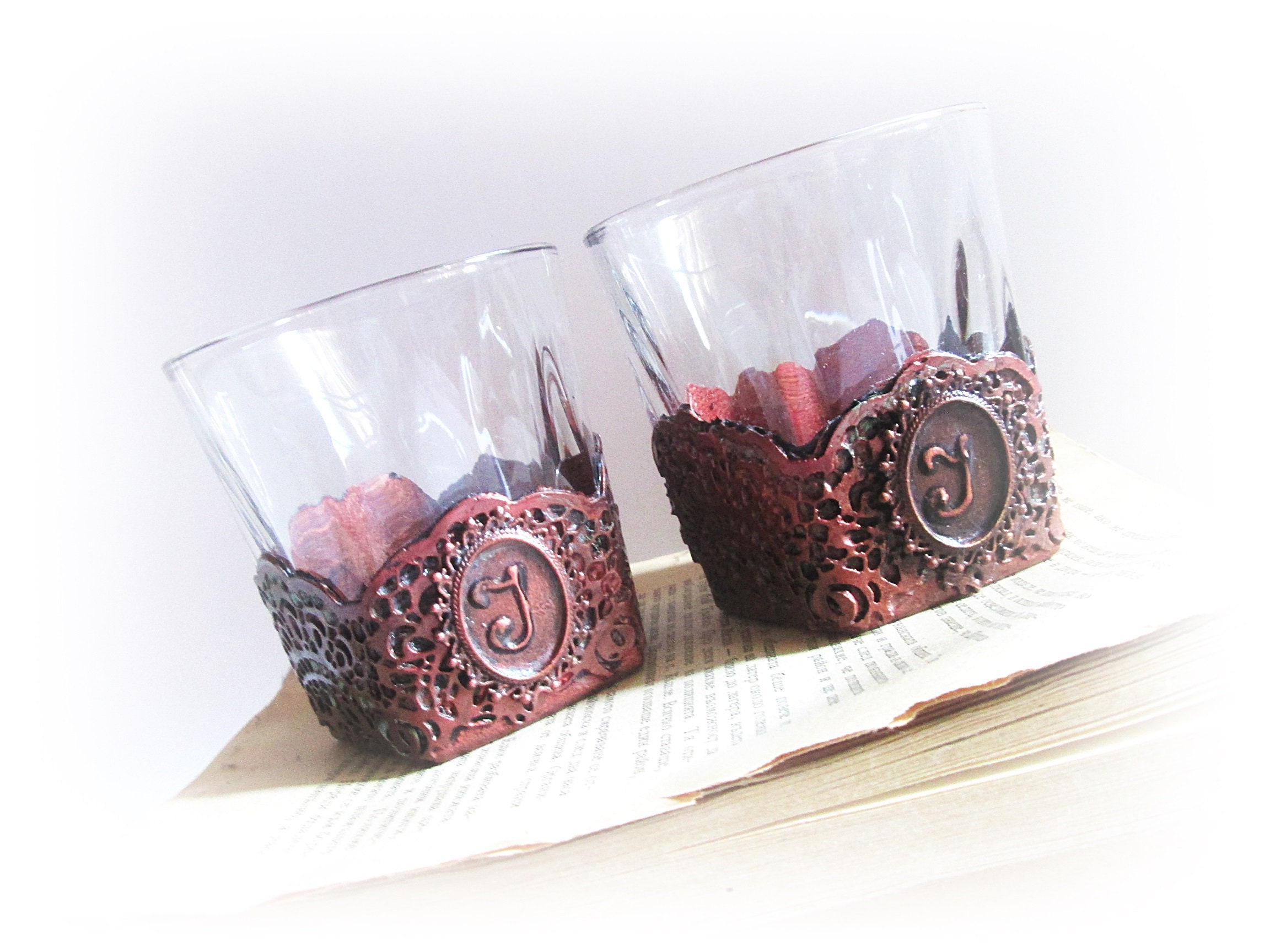 Rocks Glass Bourbon Glass Set Copper Whiskey Glass Anniversary | Etsy