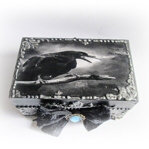 Raven Jewelry Box Personalized Box Gothic Trinket Box Antique Ring Box ...
