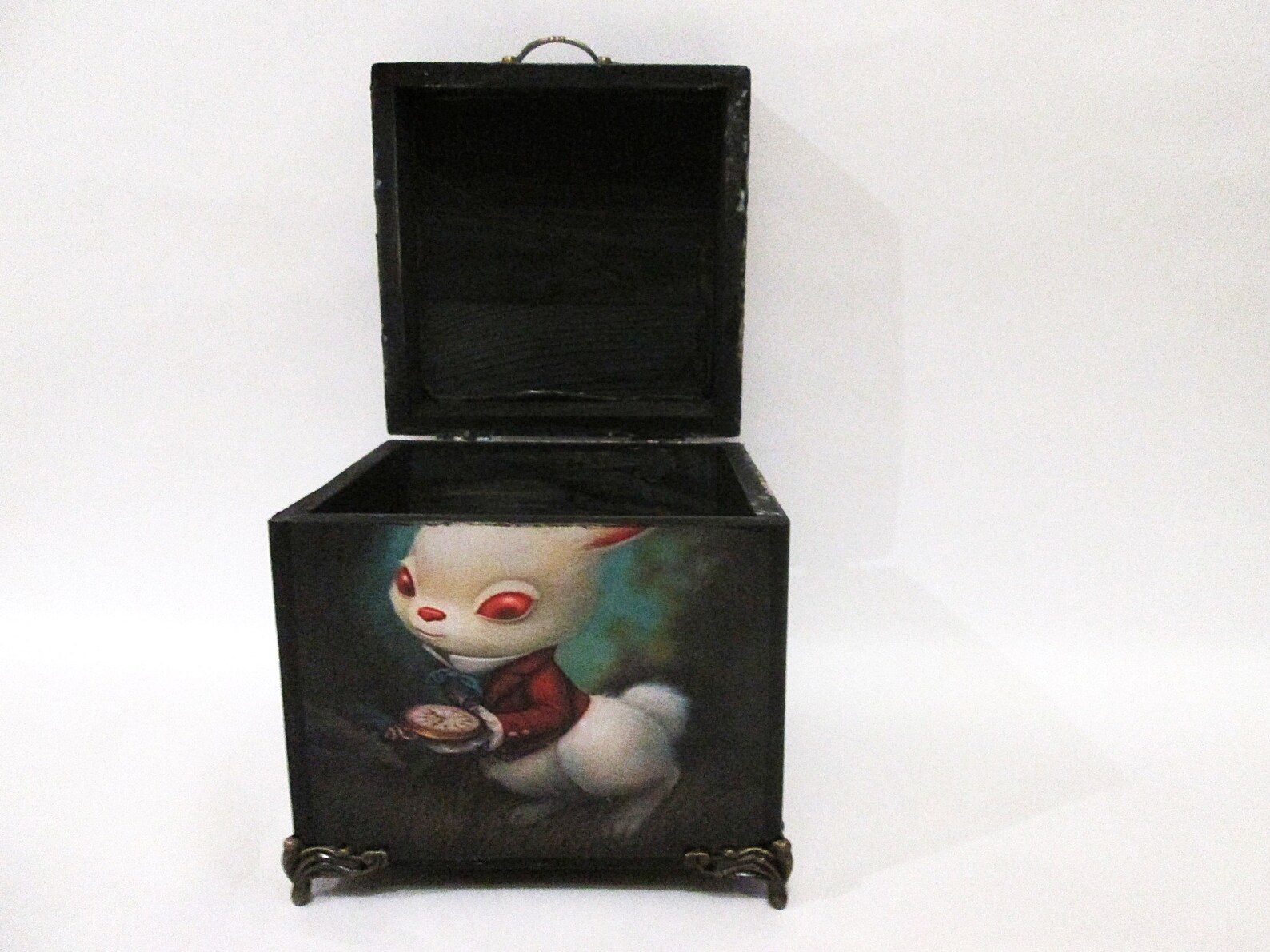 White Rabbit Trinket Box Alice in Wonderland Cube Jewelry Box - Etsy