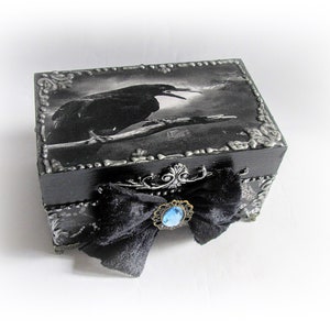 Raven Jewelry Box Personalized Box Gothic Trinket Box Antique Ring Box ...