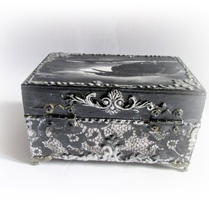 Raven Jewelry Box Personalized Box Gothic Trinket Box Antique Ring Box ...