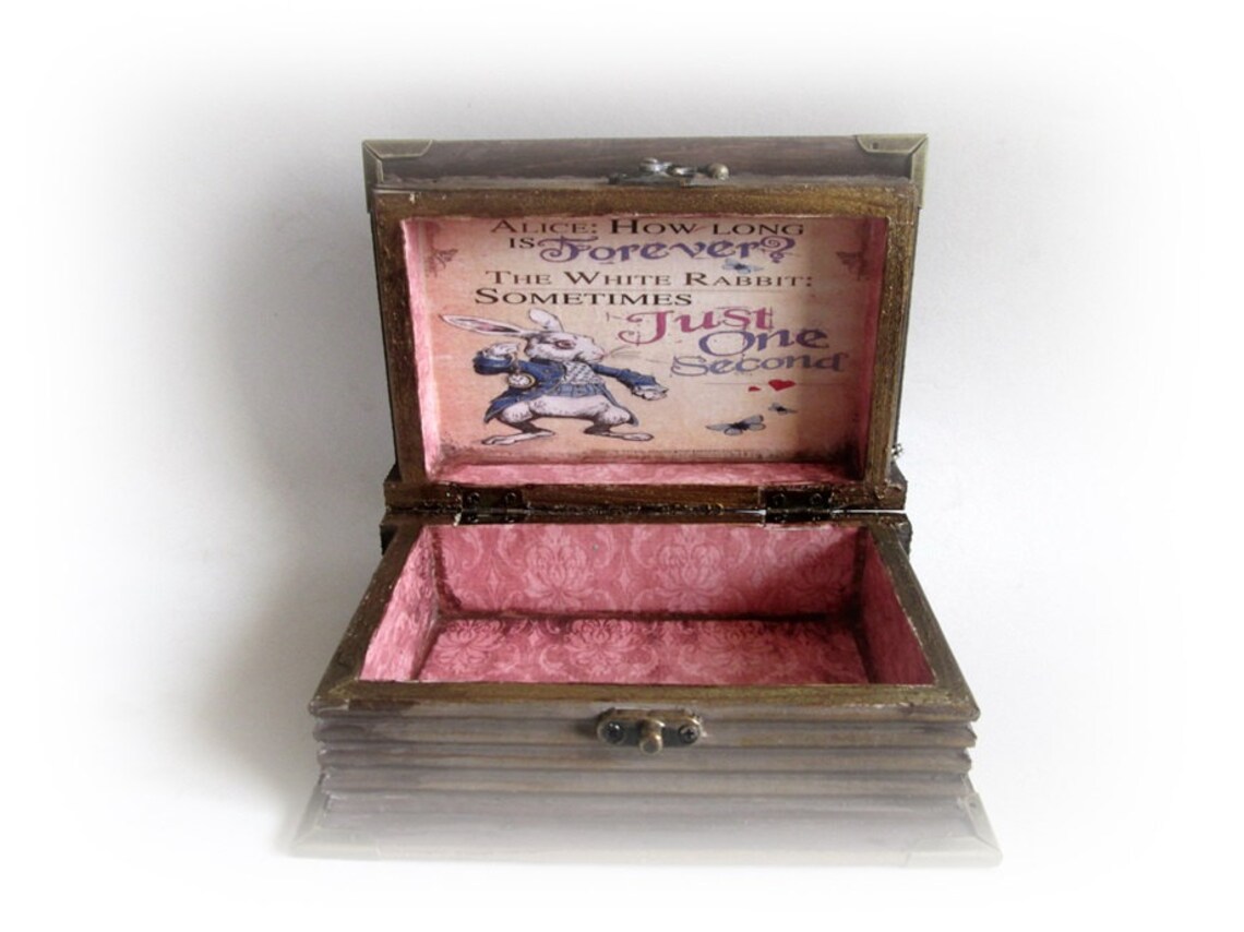 White Rabbit Book Box Alice in Wonderland Jewelry Box - Etsy