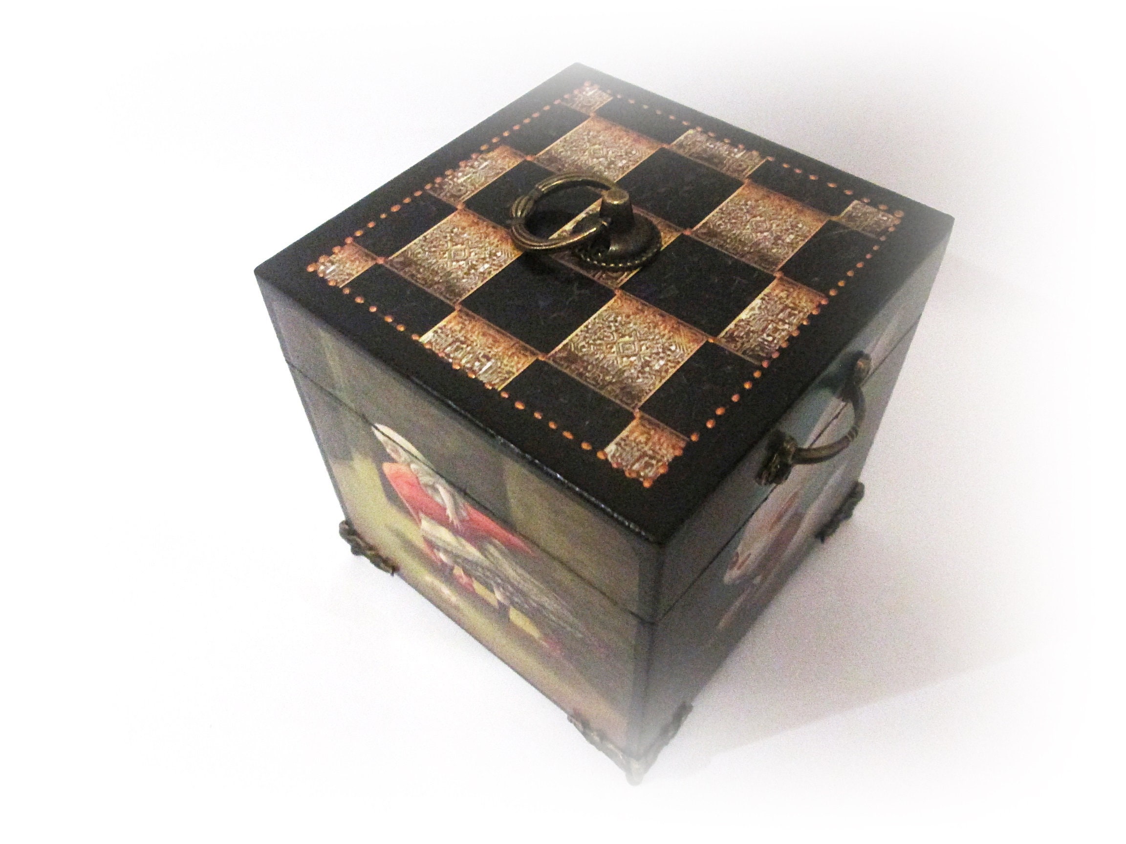 White Rabbit Trinket Box Alice in Wonderland Cube Jewelry Box - Etsy