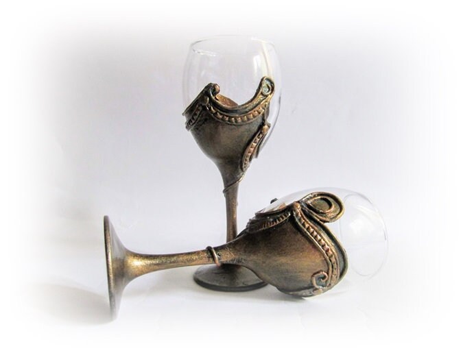 Antique Wine Goblets Bronze Wine Glasses Wedding Gift Toasting | Etsy