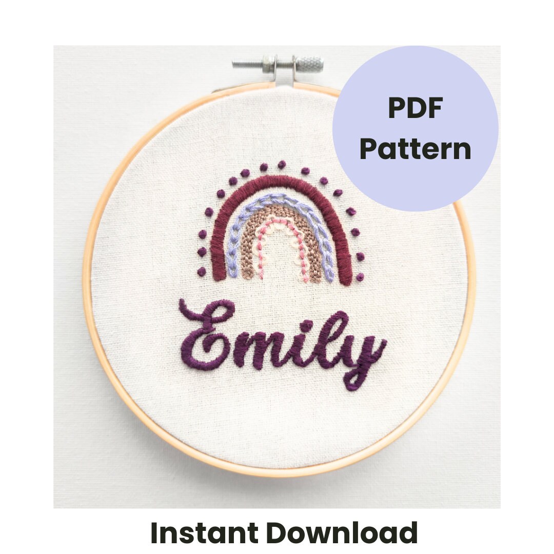 DIY Custom Embroidery Baby Name Pattern Personalised Baby Gift Nursery ...