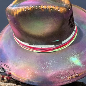 Wide Brim Multi Colored Fedora Hat, Hand Painted Hat, Rancher ...