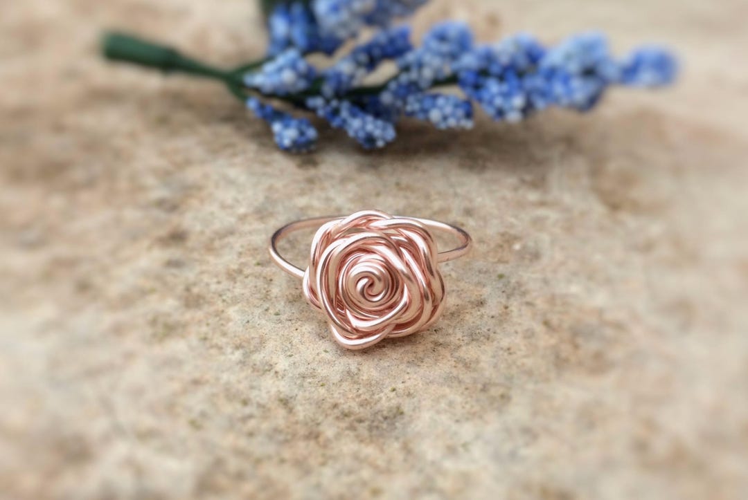 Rose Gold Rose Ring, Flower Ring, Rose Gold Plated Ring, Rose Ring ...