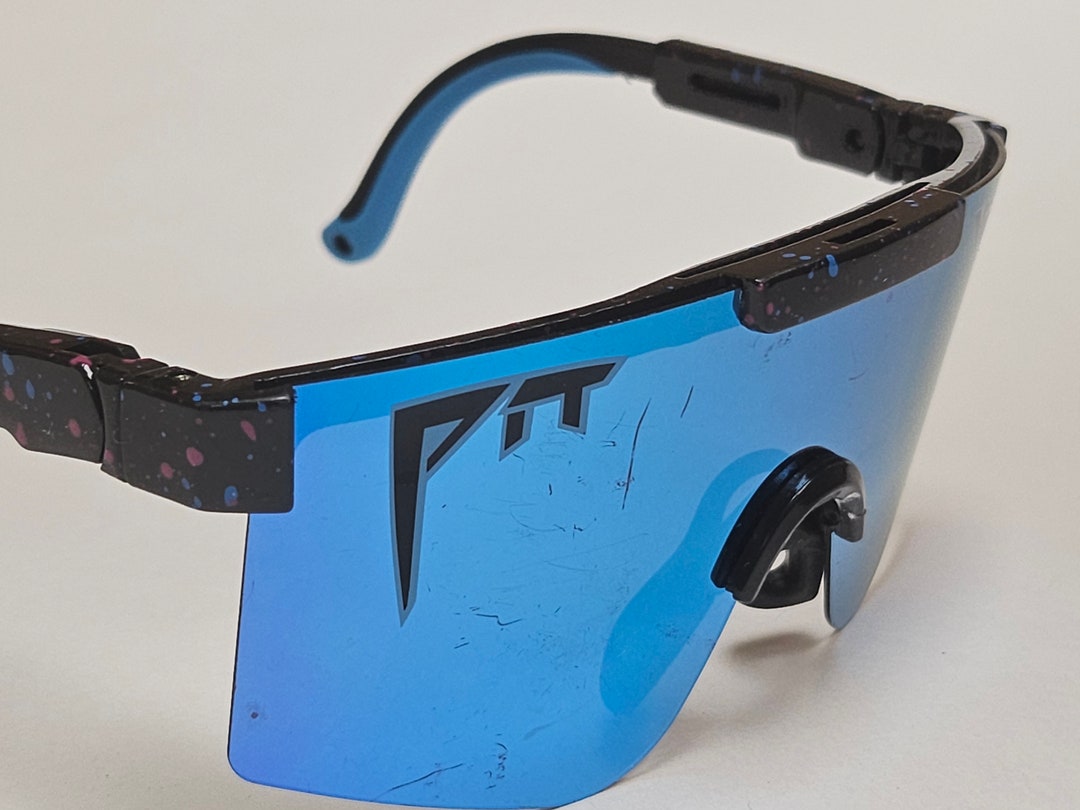 Pit Viper Kids Small Black Shield Sunglasses Splattered Paint Free ...