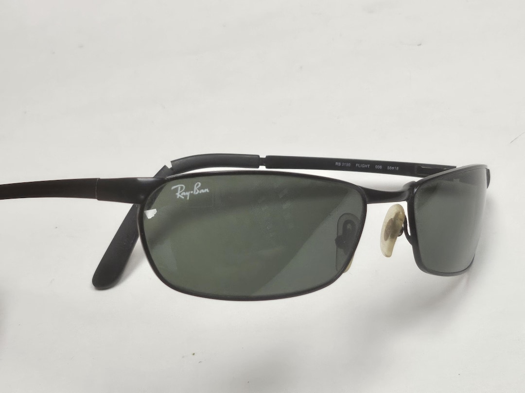 Ray Ban Flight Thin Silver Aviator Wrap Designer Sunglasses RB 3190 ...