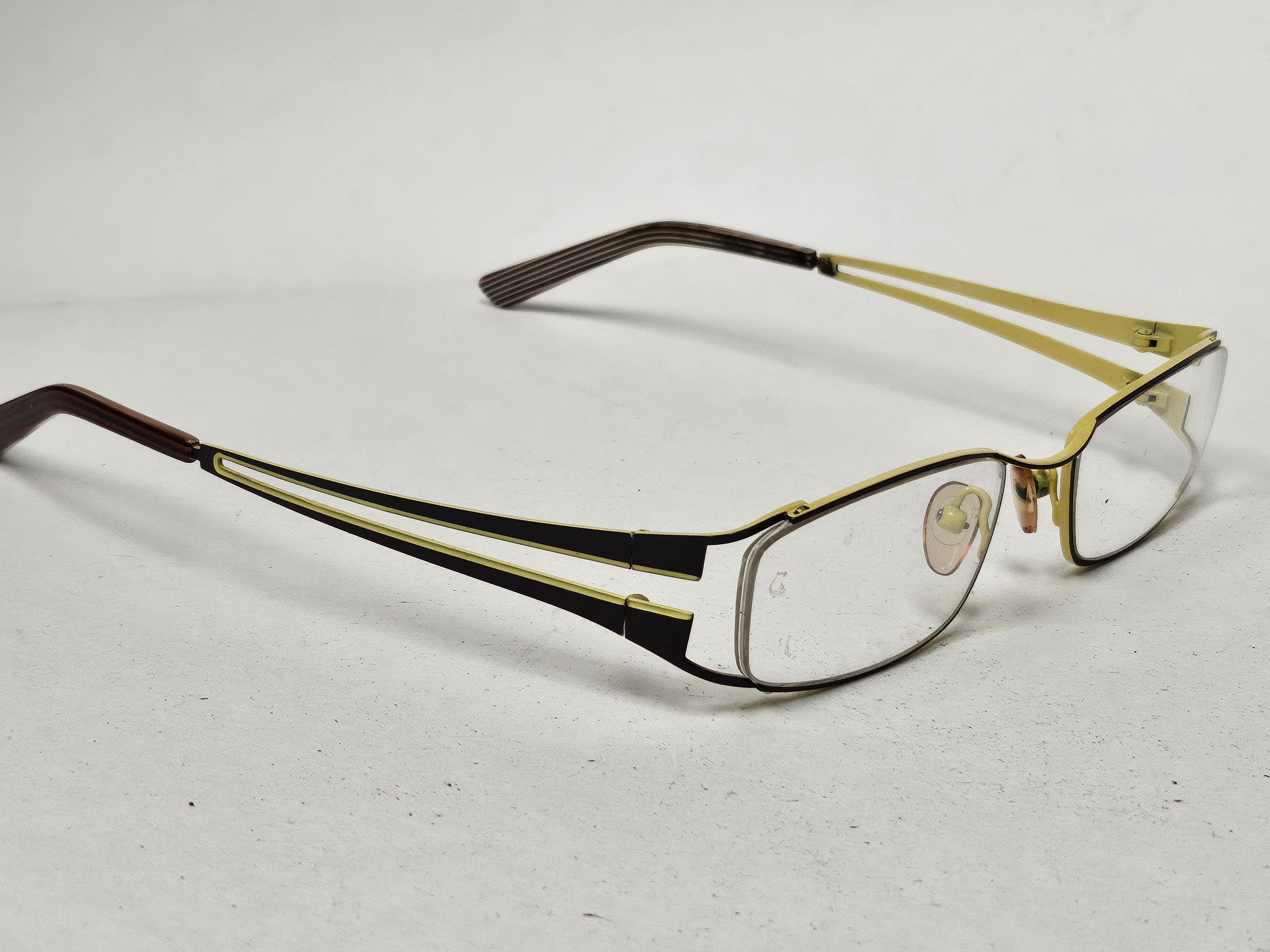 Xenith Modern Artistic Double Rim Yellow Brown Designer Glasses Frames ...