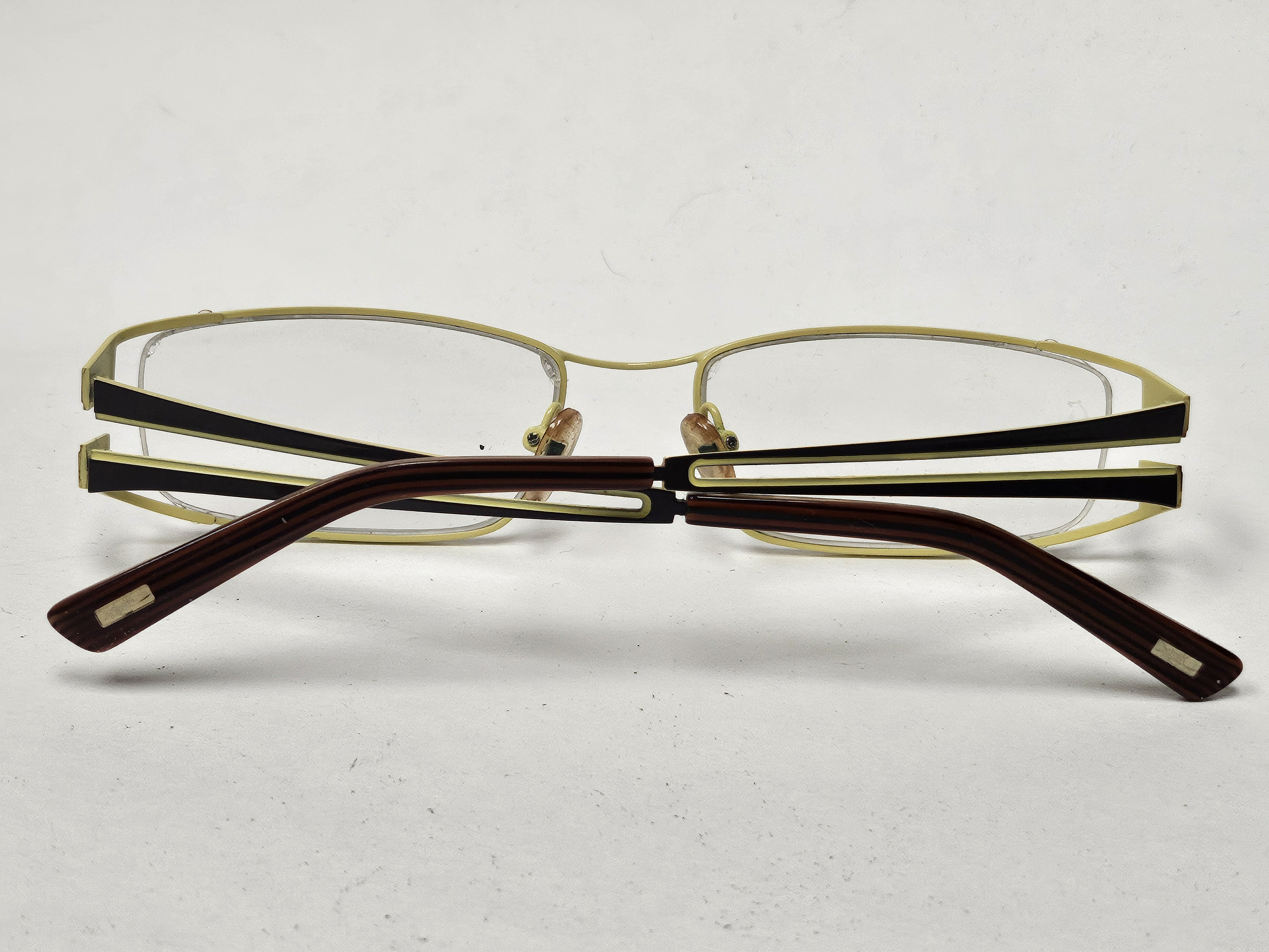 Xenith Modern Artistic Double Rim Yellow Brown Designer Glasses Frames ...