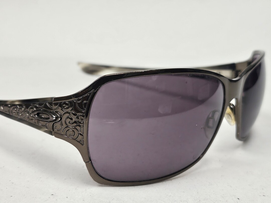 Oakley Script Tortoise Etched Metal Shield Wrap Designer Sunglasses ...