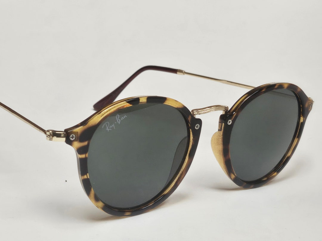 Ray-ban Gold Metal Tortoise Brown Round Designer Sunglasses Made in ...