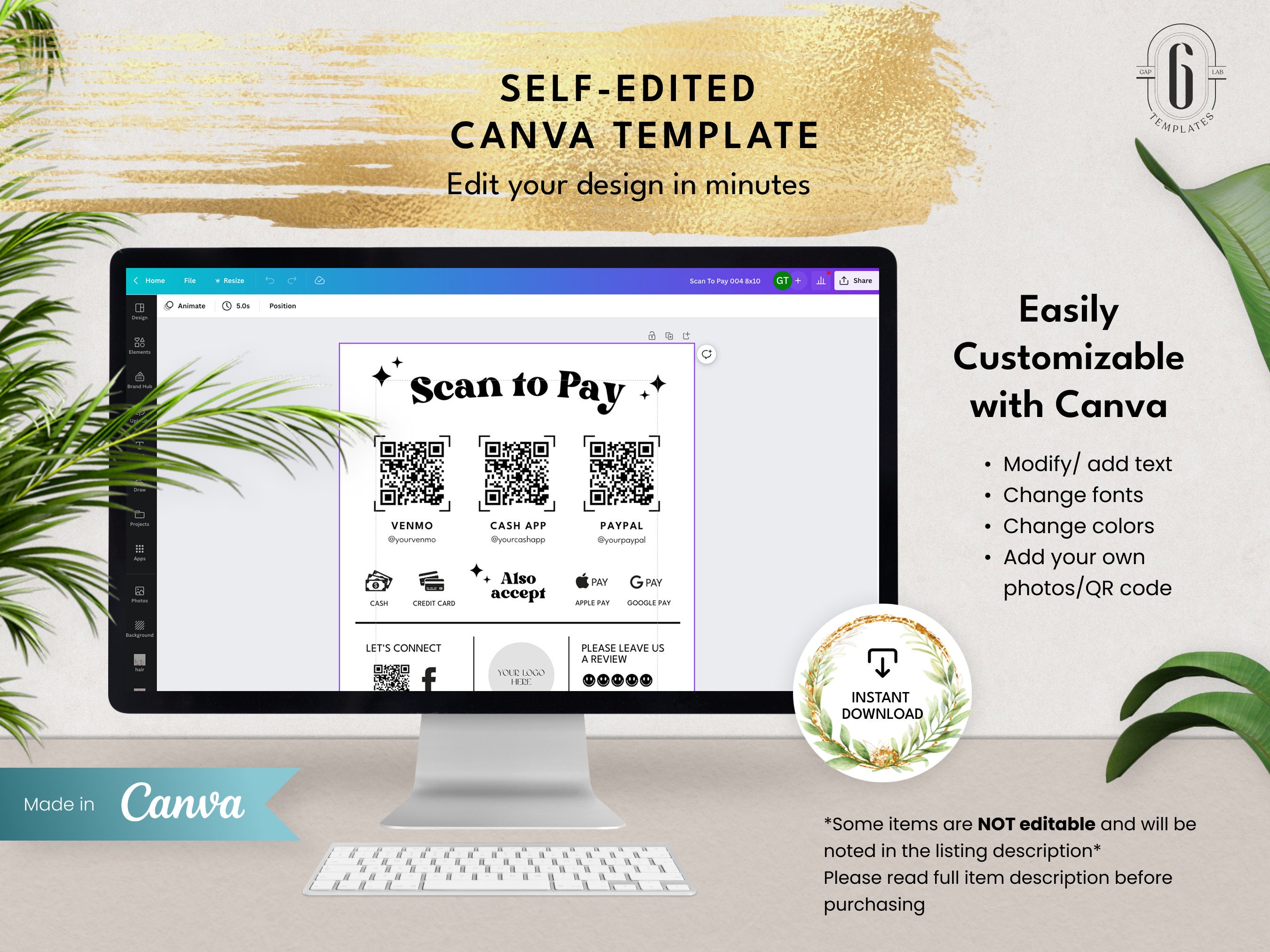 Soft Pink Scan to Pay Template, Editable Scan to Pay Sign, QR Payment ...