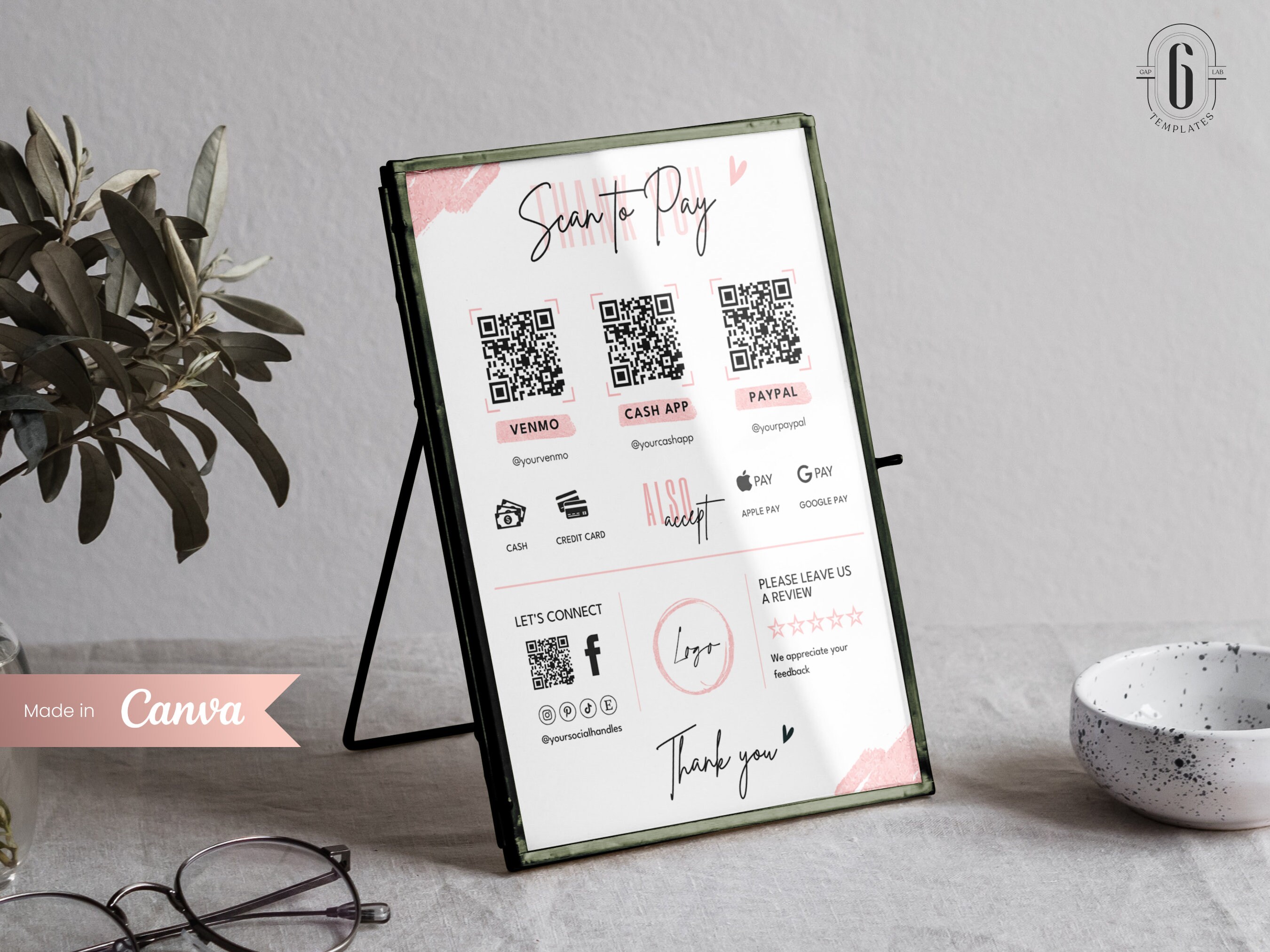 Soft Pink Scan to Pay Template, Editable Scan to Pay Sign, QR Payment ...