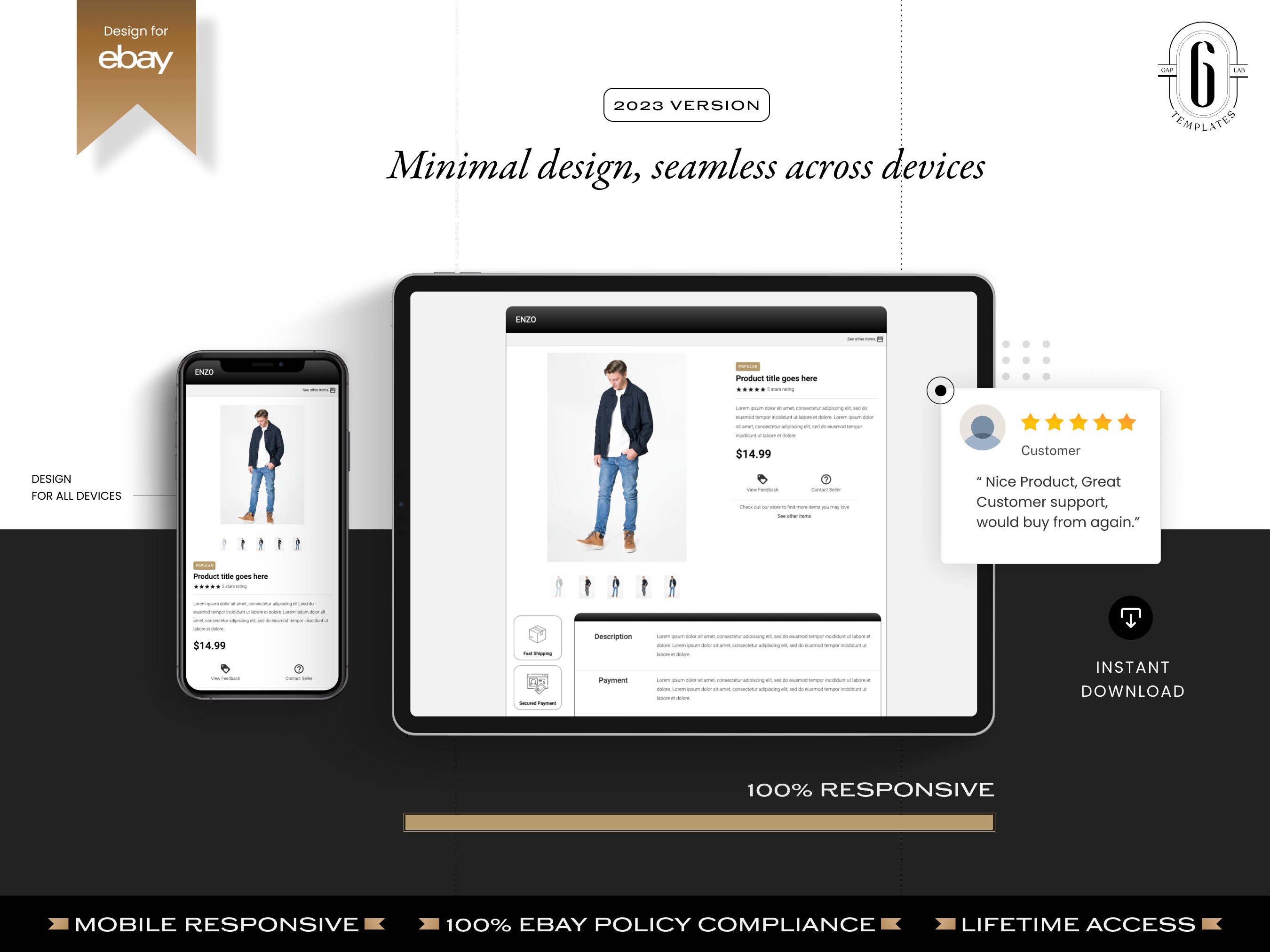 Professional Ebay Listing Template Modern & Minimalist Design in Black ...