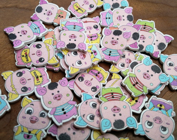 Pig Button / Pig Button - Etsy