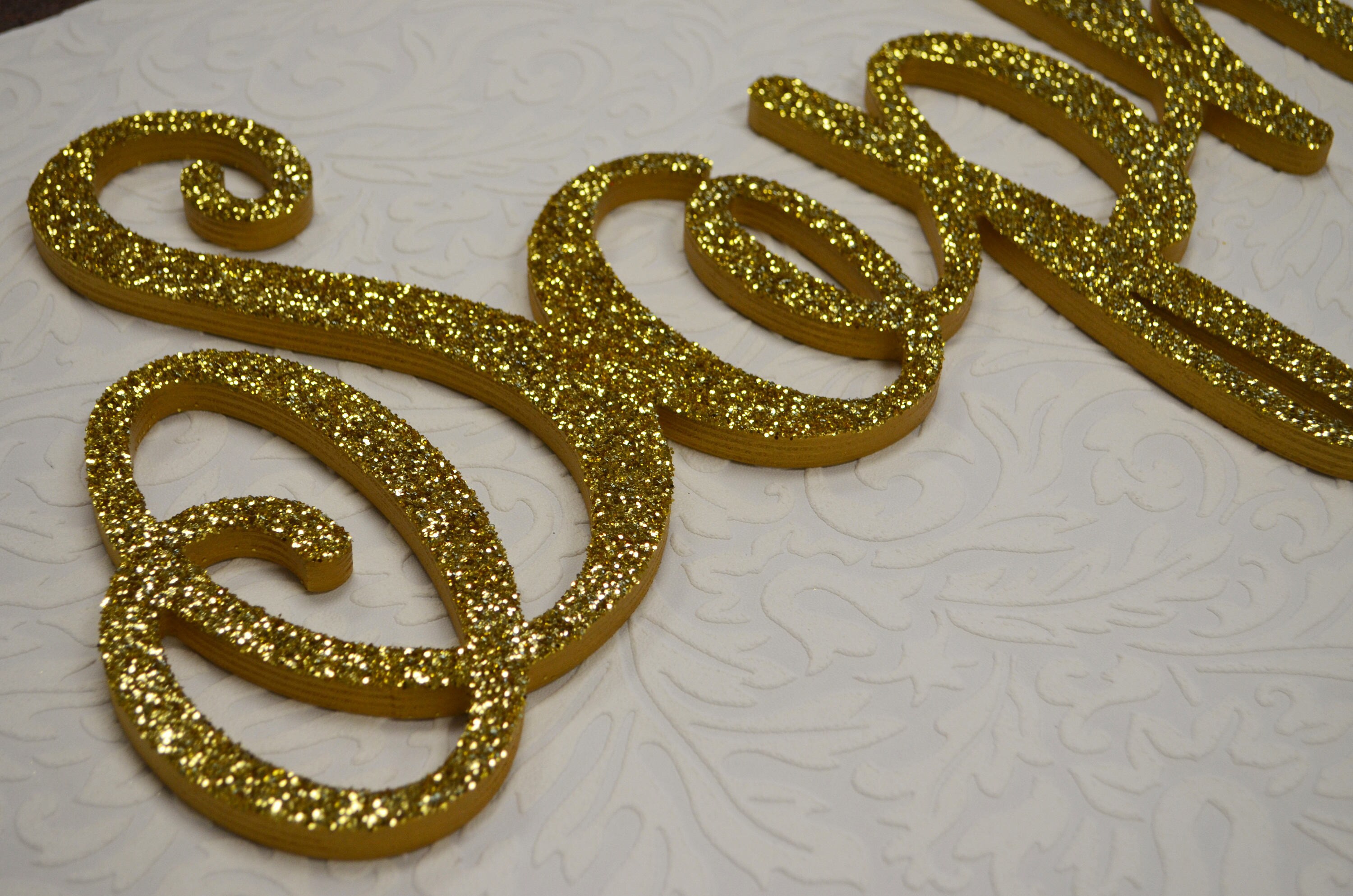 Glitter Nursery Name Sign Gold Silver - Bedroom Wall Letters ...