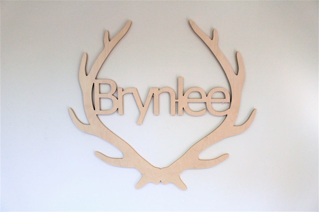 Antler Wooden Sign, Antler Sign, Antler With Name Sign, Personalized ...