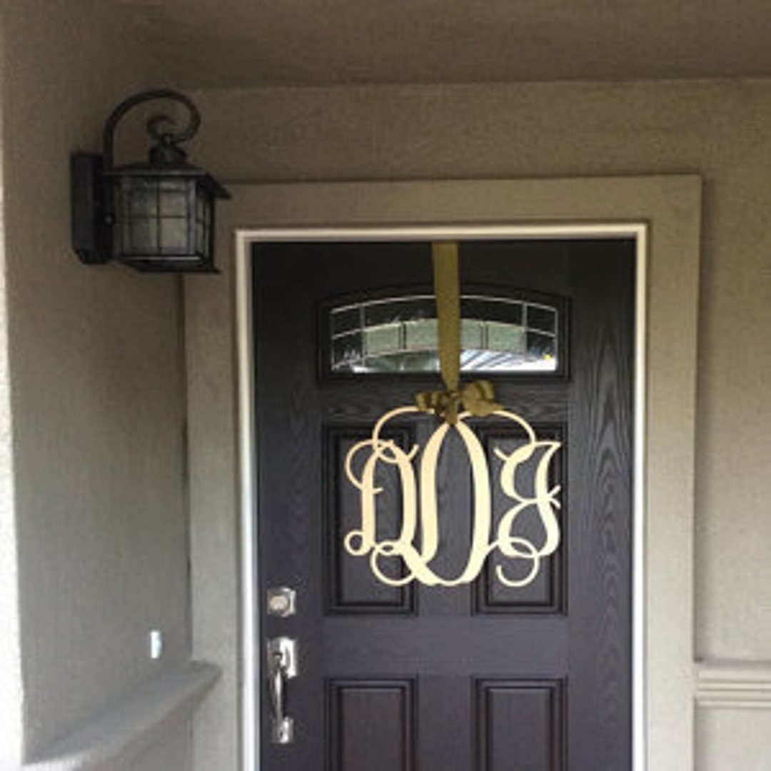 Monogram Door Hanger Monogram Door Wreath Wooden Monogram - Etsy