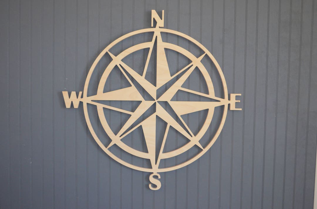 Wood Compass Cut Out, Wooden Compass, Large Compass, Wall Decor, Wall ...