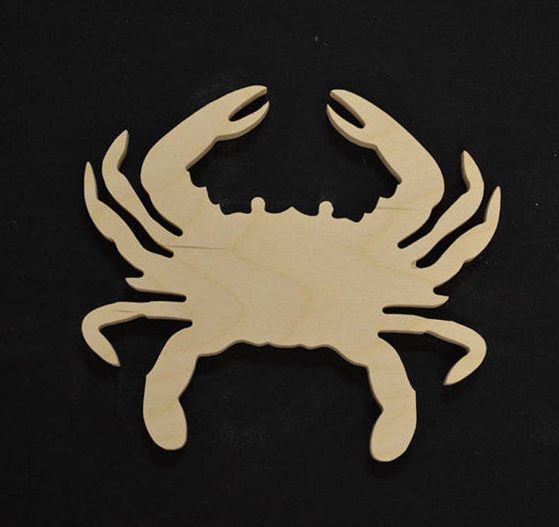 Painted Wooden Crab, Crab Cut Out, Wooden Shape, Ocean Animal, Beach ...