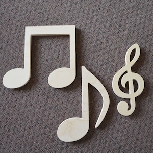 Wooden Shape Music Notes, Wooden Music Notes, Music Note Cut Out, Wall ...