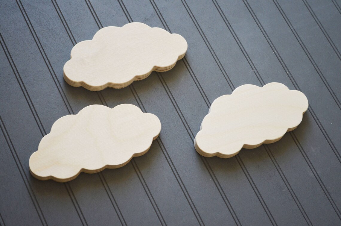 Wooden Clouds Cloud Shape Cut Out Clouds Wall Art Nursery | Etsy