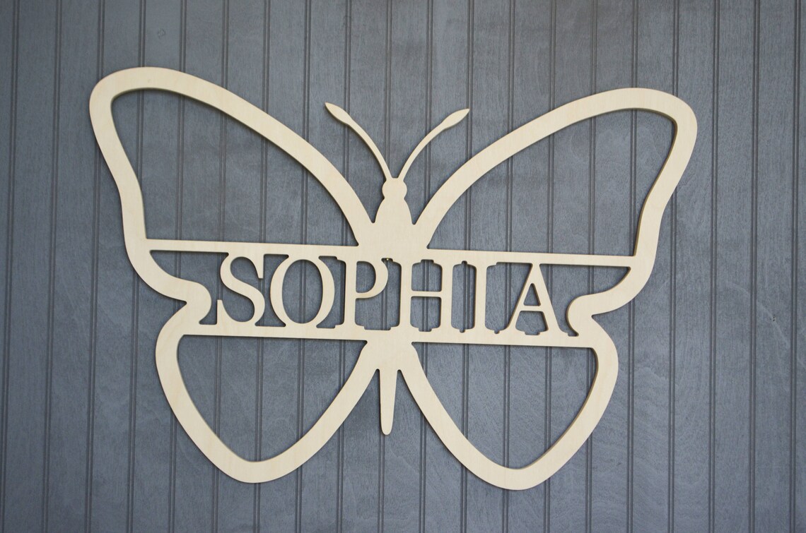 Butterfly Name Sign Personalized Wooden Name Kids Nursery - Etsy