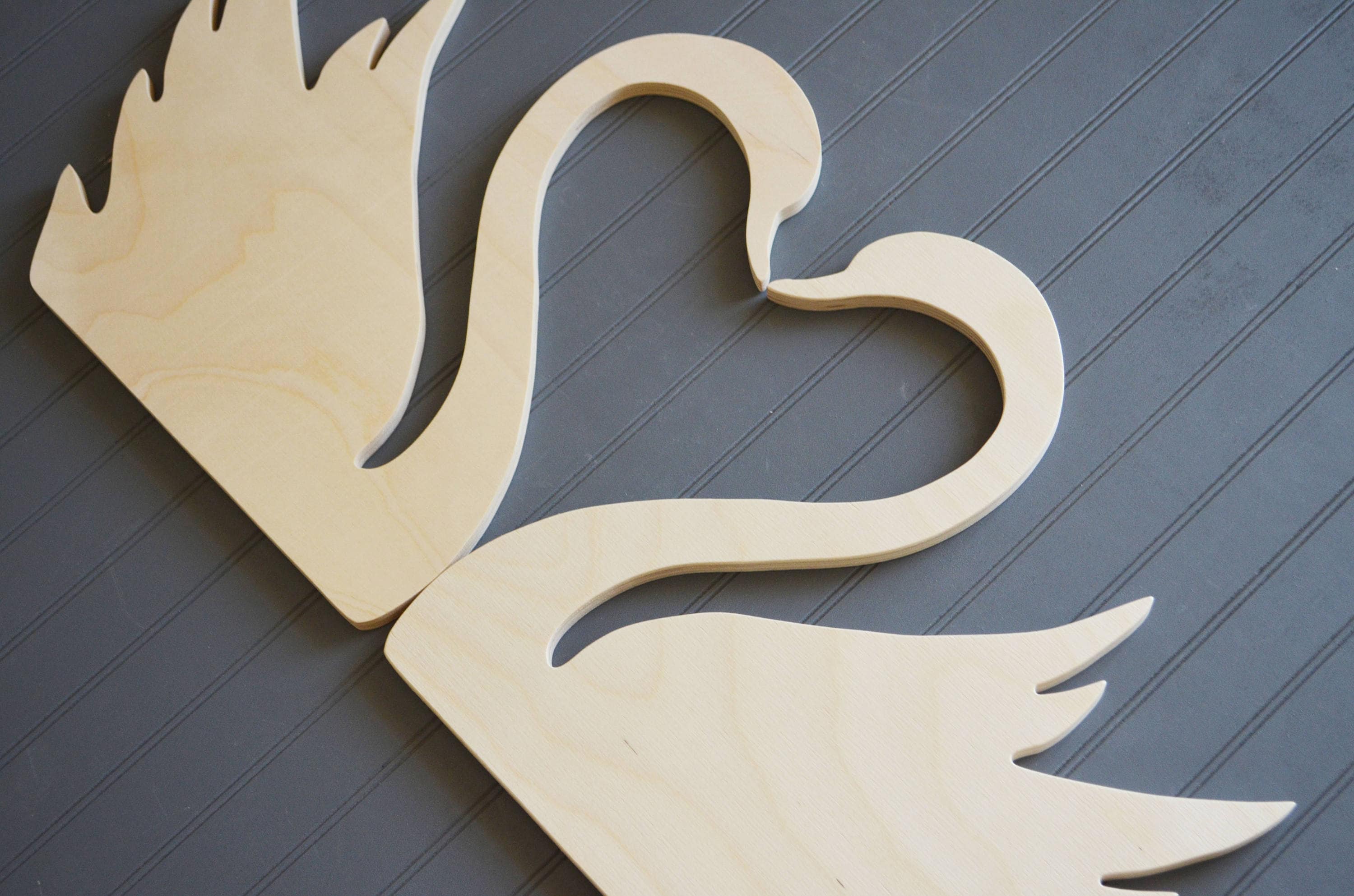 Two Wooden Swans Heart Shaped Wooden Swans Bedroom Decor | Etsy