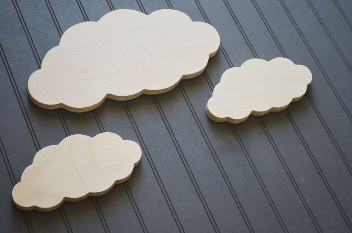 Cloud Cut Out, Wooden Clouds, Wood Cut Outs, Nursery Decor, Kids Room ...
