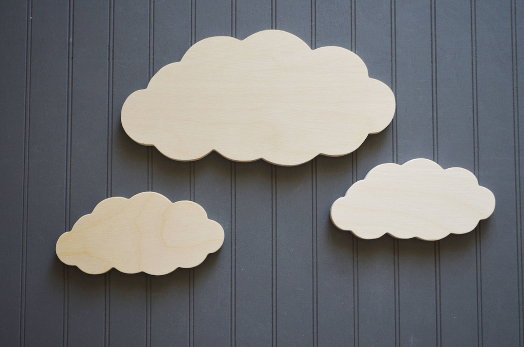 Cloud Cut Out, Wooden Clouds, Wood Cut Outs, Nursery Decor, Kids Room ...