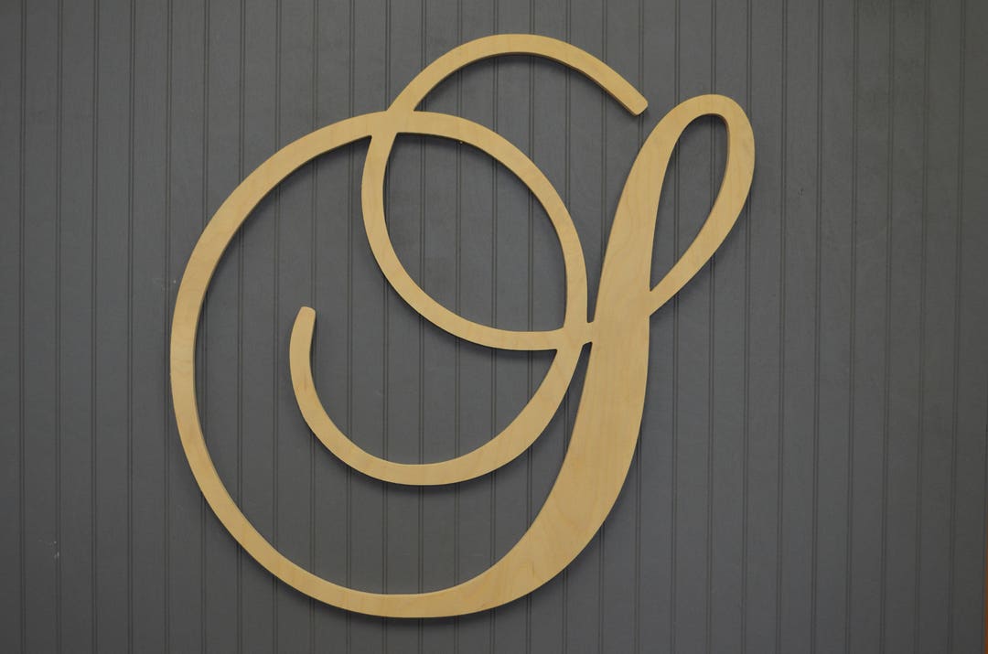 Wall Letters, Fancy Script, Wood Initial, Wooden Monogram Letters ...