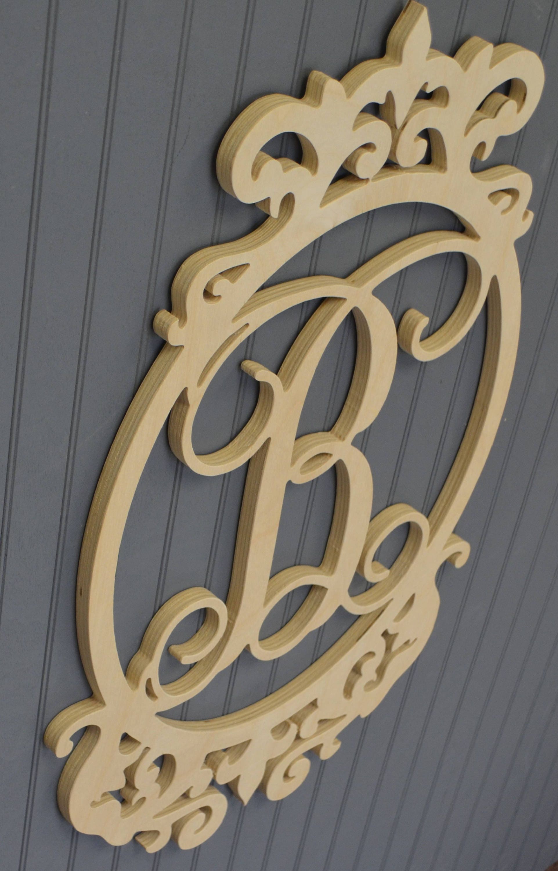 Wooden Initial Monogram Wooden Monogram Victorian Frame - Etsy