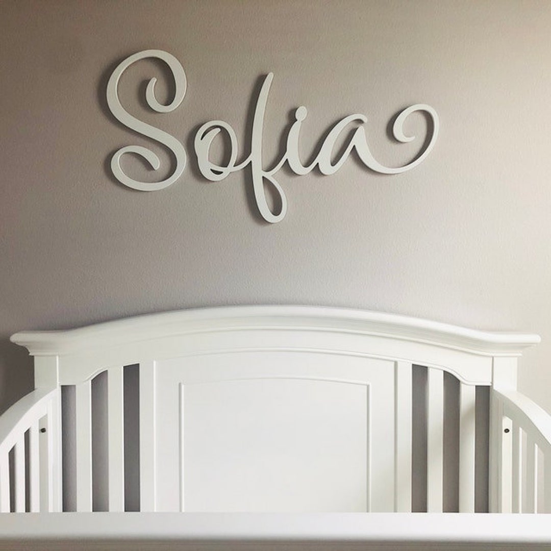 Baby Wooden Name Sign - Nursery Sign Wall Hanging - Bedroom Name Above ...