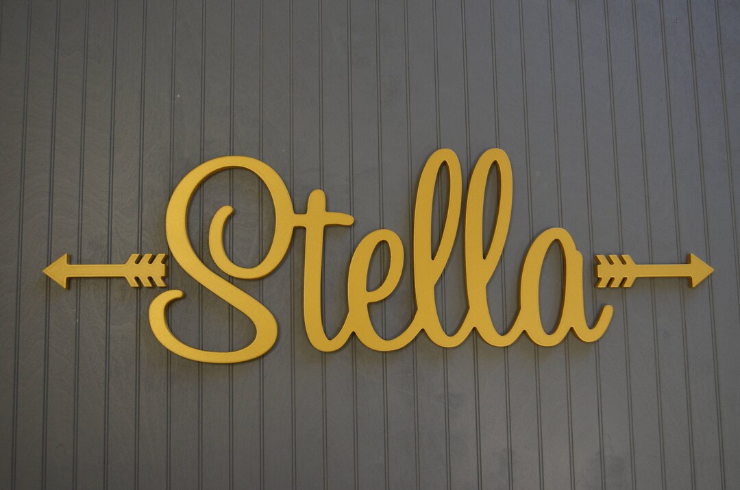 Nursery Name Sign With Gold Arrows - Name Wall Hanging Arrow Decor ...