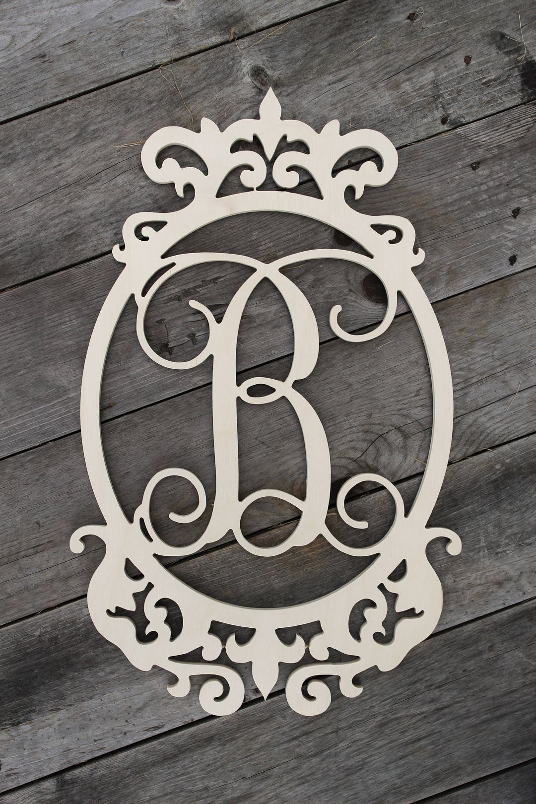 Wooden Initial Monogram, Wooden Monogram, Victorian Frame Personalized ...