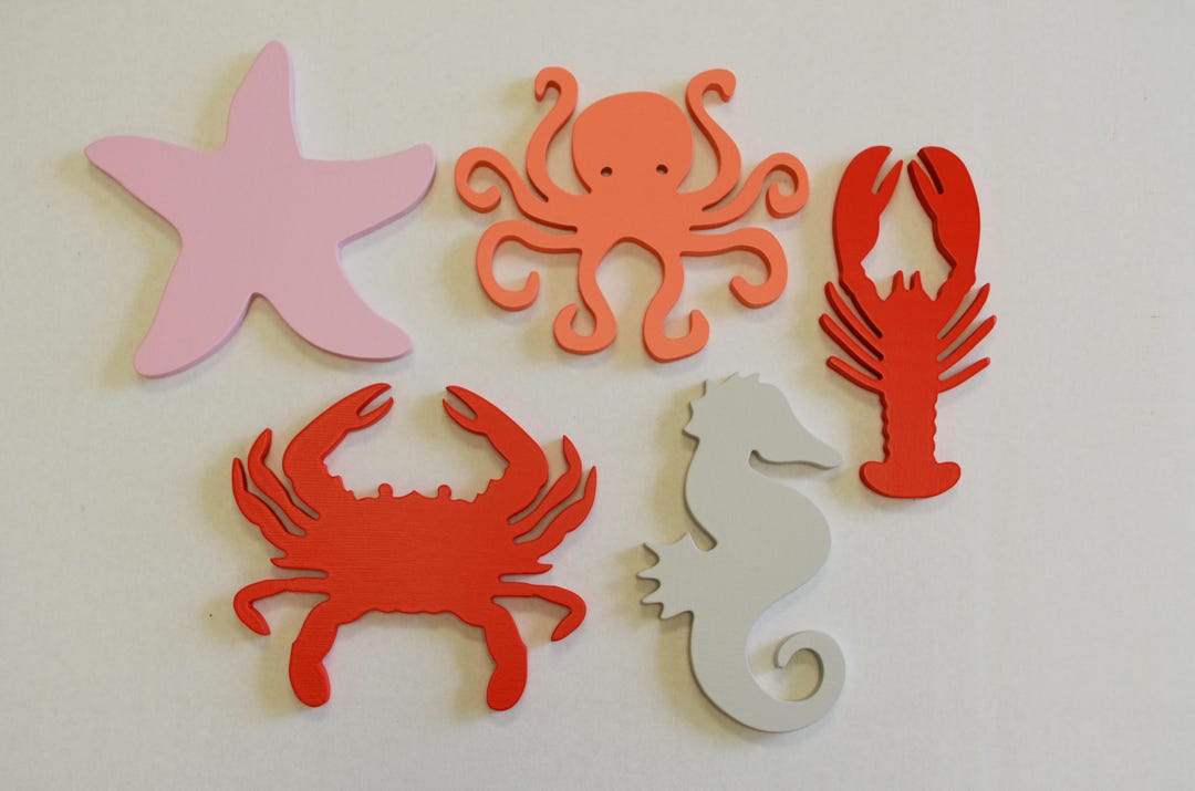 Nautical Shapes - Wooden Wall Art Shapes, Wooden Sea Creatures, Sea ...