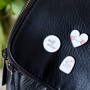 Pin Triptych: Kind Hugs, Still Alive & Blushing Heart. - Etsy