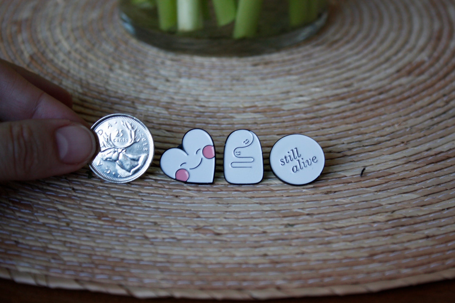 Pin Triptych: Kind Hugs, Still Alive & Blushing Heart. - Etsy