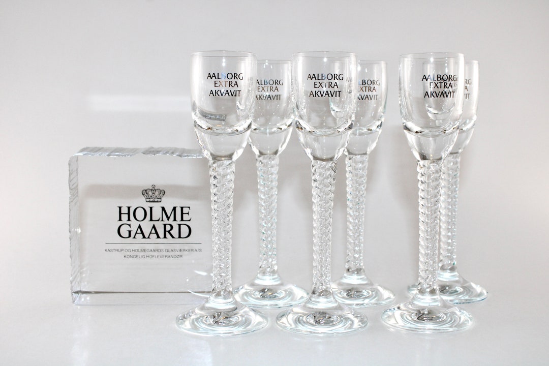 Holmegaard TWIST 6 Lovely High Glasses With AALBORG AQUAVIT Logo ...