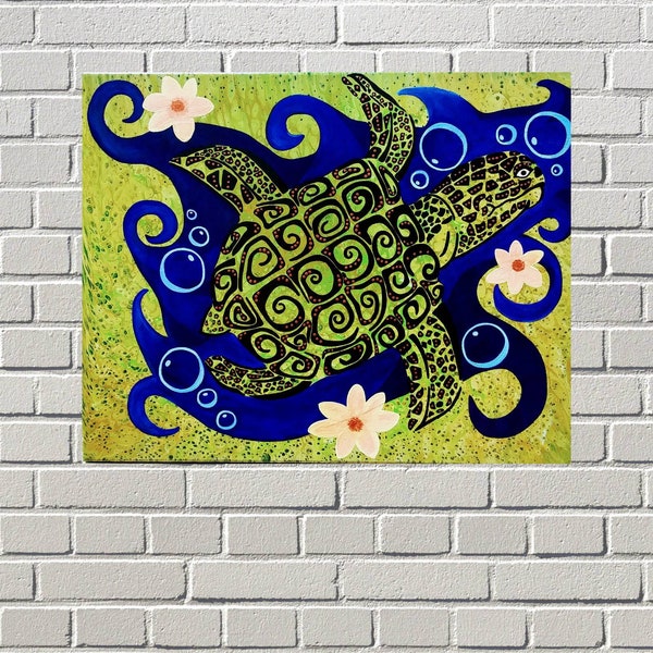 Turtle Whimsical Painting - Etsy