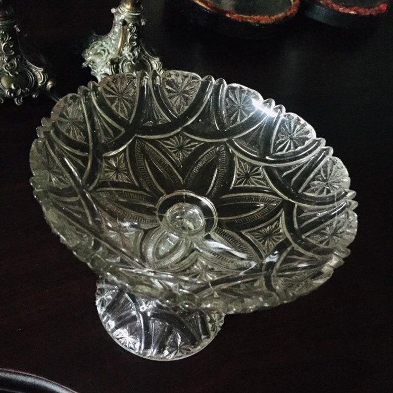 Antique Compote Bowl Val Saint Lambert Belgian Moulded Glass - Etsy