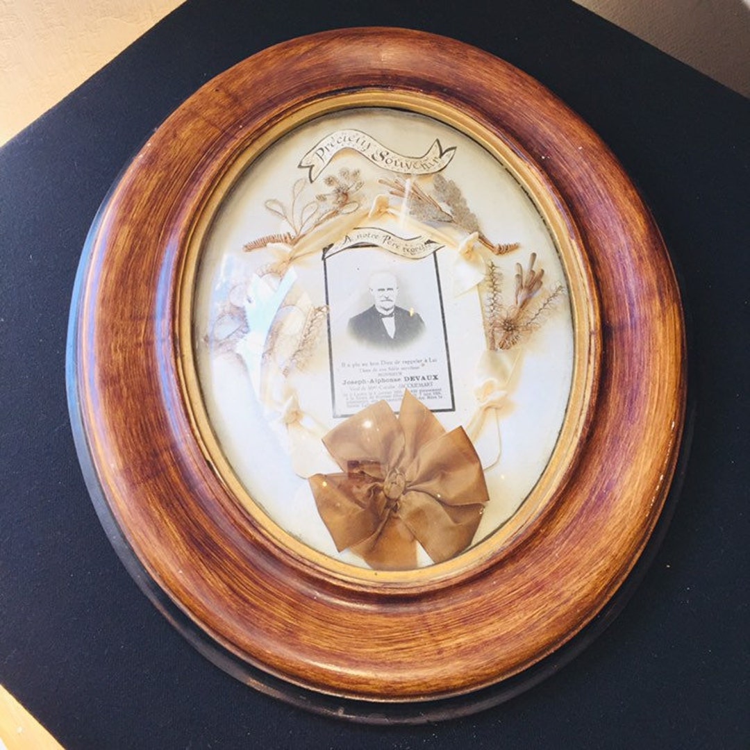 Antique Mourning Frame Memento Mori With Hairwork and Picture ...