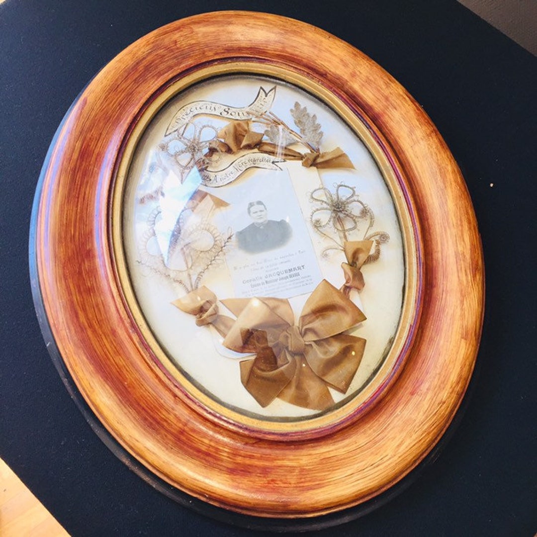 Antique Mourning Frame Memento Mori With Hairwork and Picture ...