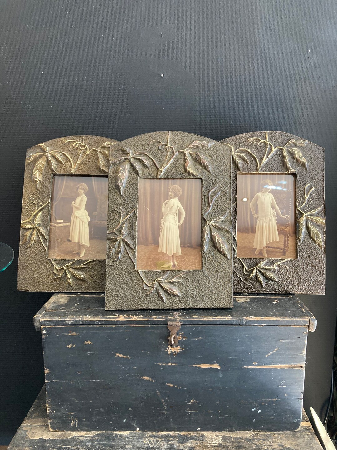 Set 3 Identical Antique Sepia Picture Frame Handmade Arts & Crafts ...