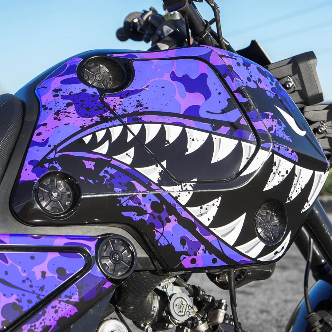 Full Graphic Decal Set Grom the Shark Purple Camo Racing Theme Graphics ...