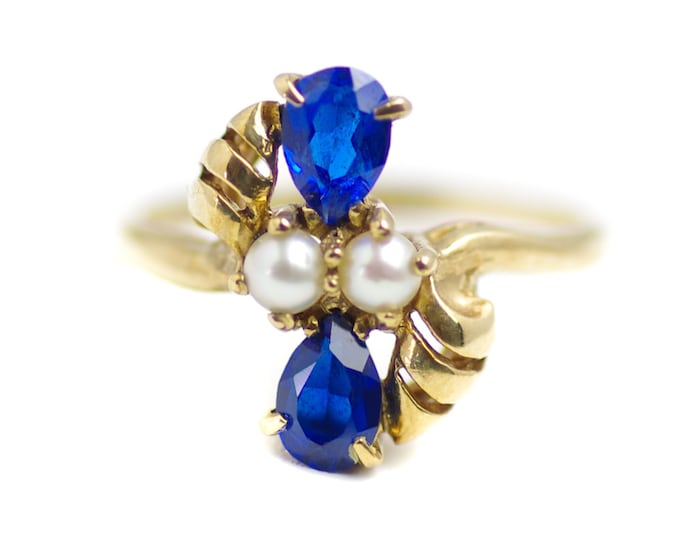 Vintage 1940s W.J. HARBER CO, INC Retro Art Deco Pear Cut Blue ...