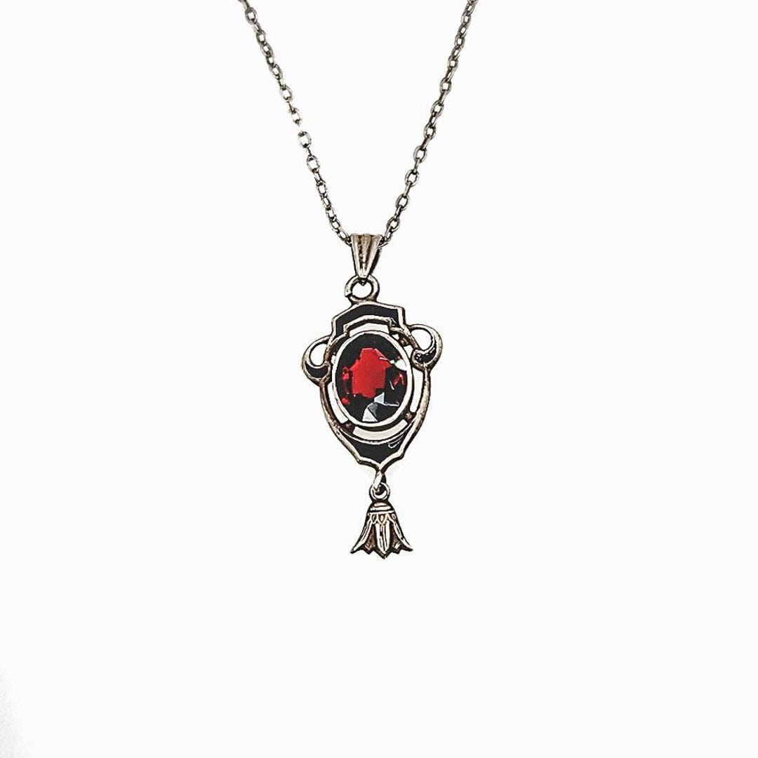 Antique 1900s Art Nouveau Almandite Garnet, Black Enamel, and Sterling ...